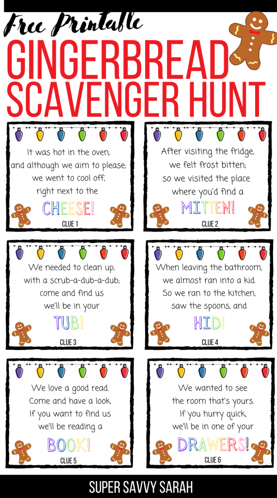Gingerbread Scavenger Hunt Clues - Super Savvy Sarah